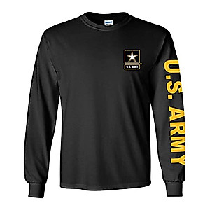 U.S. Army Long Sleeve T-Shirt. Black or Sports Grey (Black, Medium)
