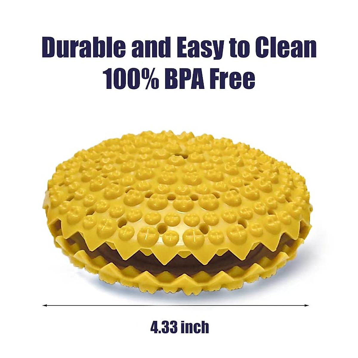 WSGP Interactive Dog Treat Dispensing Toy for IQ Training | Catch Fetch Toy with Bell Inside | Slow Feeder Toy for Cats and Small Dogs | Dental Chew Toy BPA Free for Pet Teeth Cleaning (Yellow)