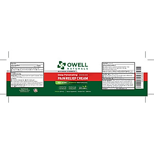 OWELL NATURALS Arthritis Pain Relief Cream - 14oz - Maximum Strength All Natural Discomfort Reliever for Joint, Muscle, Knee, Back, Neuropathy - 11 Powerful Ingredients