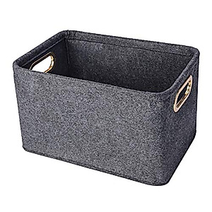 Collapsible Storage Bins Foldable Felt Fabric Storage Basket Organizer Boxes Containers with Handles Metal Handles for Nursery Toys,Kids Room,Clothes,Towels,Magazine