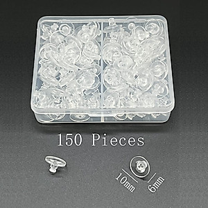Bullet Clutch Earring Backs with Pad,150Pcs Clear Rubber Earring Backs Silicone Earring Backs with Pad