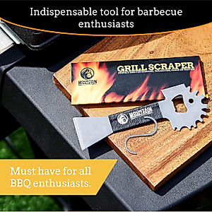 BBQ Grill Grate Scraper - Wide Portable Grill Scrubber Fits Almost Any Grill, Griddle, Smoke Or Oven Grates - Compact Non Slip Stainless Steel Grill Cleaner Tool with Built in Bottle Opener