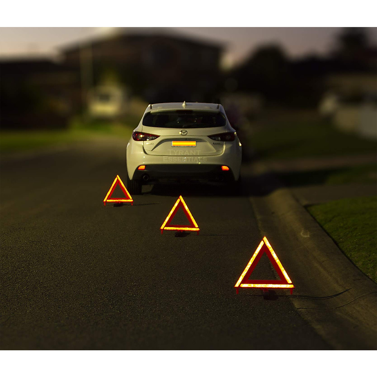 TYRANT Emergency Safety Warning Triangles – Roadside Kit for Car, Truck, RV Vehicles – DOT approved, Highly Reflective, Foldable with Carrying Case, Pack of 3