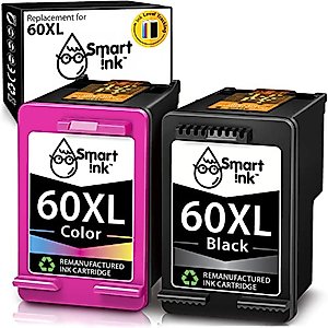 Smart Ink Remanufactured Ink Cartridge Replacement for HP 60 XL 60XL (Black & Color Combo Pack) to use with Deskjet D2530 D2545 F2430 F4440 Envy 100 110 120 Photosmart C4640 C4650 C4680 C4780 C4795