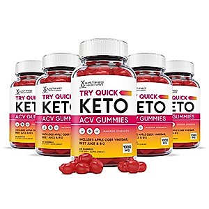 Justified Laboratories (5 Pack) Try Quick Keto ACV Gummies 1000MG with Pomegranate Juice Beet Root B12 300 Gummys
