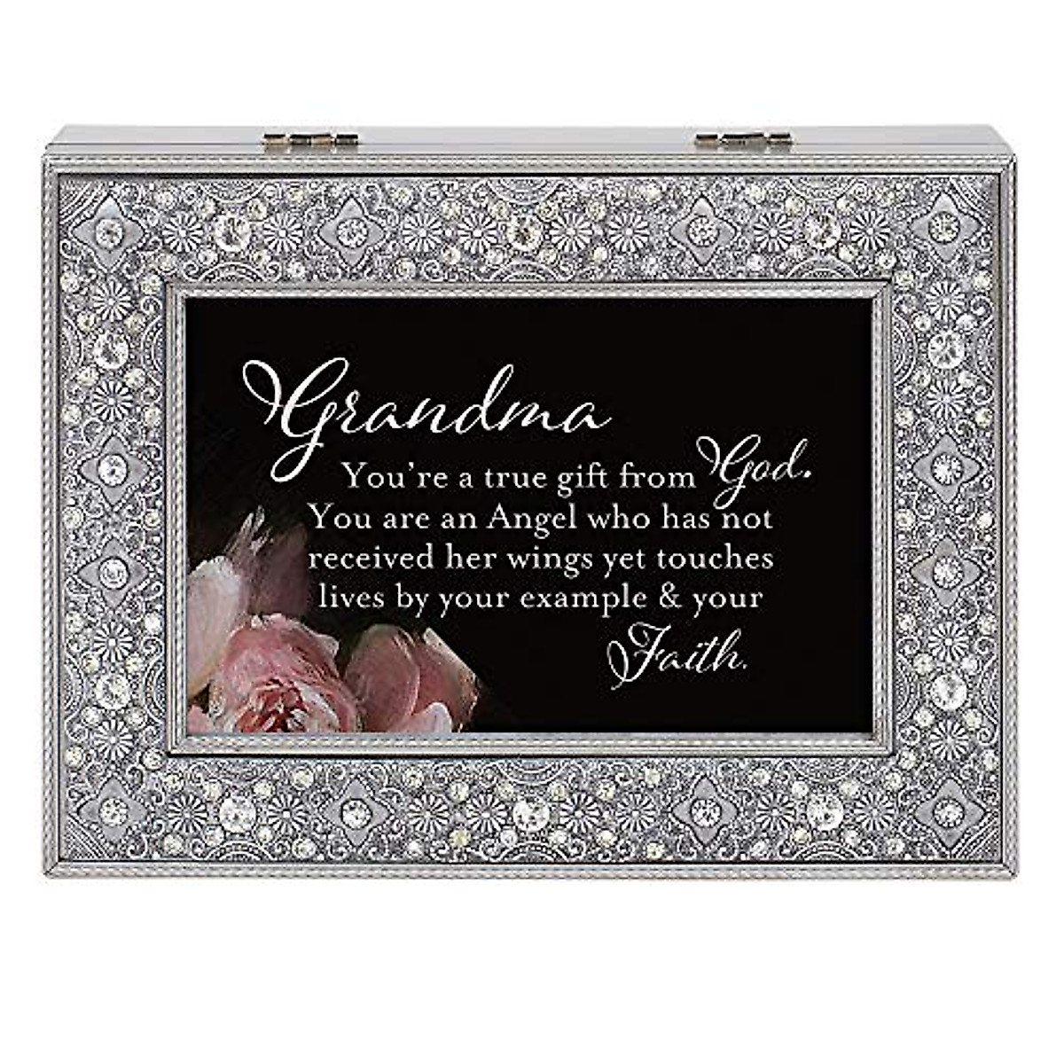 Cottage Garden Grandma You are a Gift from God Inspirational Filigree Jeweled Music Box Plays On Eagle's Wings