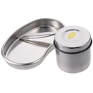 Stainless Steel Instrument Tray Organizer,Stainless Steel Alcohol Cylinder,Surgical Tray with Sterilising Jars and Forceps for Lab Instrument Supplies