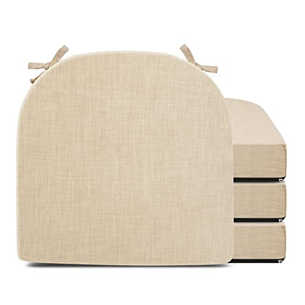 SECLATO Chair Cushions for Dining Chairs, 17 x 16 x 2 Inches, Memory Foam, Set of 4 - Khaki