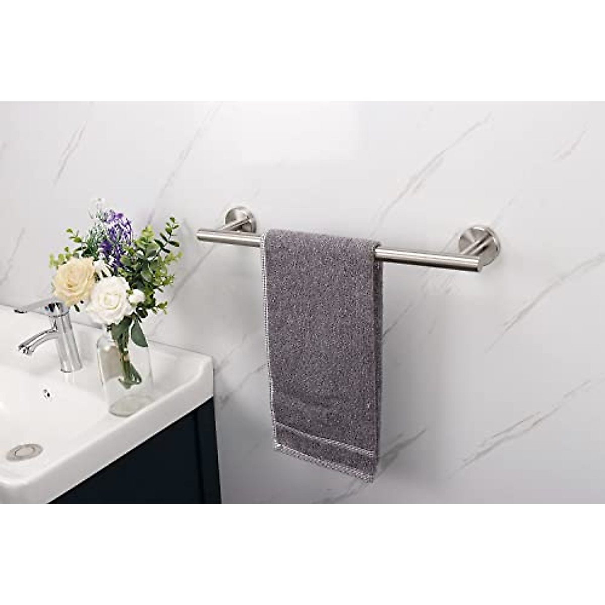 TocTen Bath Towel Bar - Thicken SUS304 Stainless Steel Bathroom Towel Holder, Towel Rod for Bathroom Heavy Duty Wall Mounted Towel Rack Hanger (16IN, Brushed Nickel)