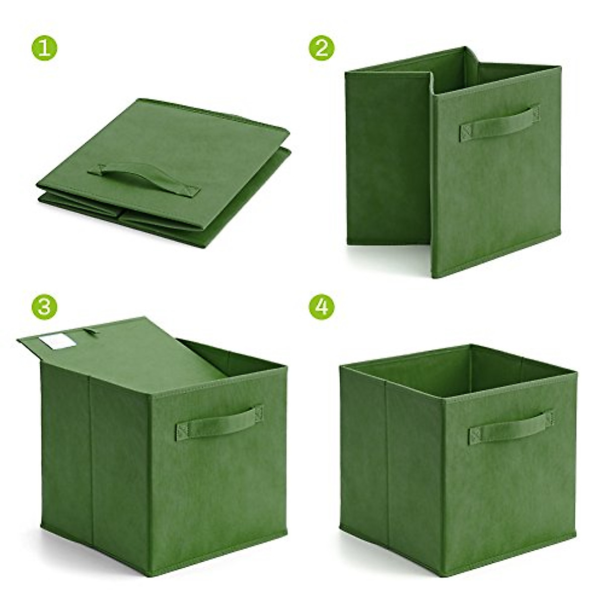 EZOWare Set of 12 Foldable Basket Bin Collapsible Storage Cube for Nursery, Kids Toys Organizer, Shelf Cabinet - (Pale Dogwood + Kale Green)