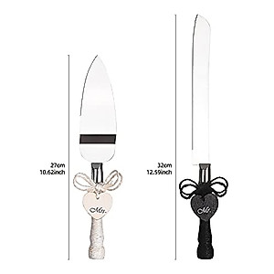 Mr&Mrs Rustic Wedding Cake Knife and Server Set Mr and Mrs Cake Cutting Set for Wedding Gift,Birthday Gift,Bridal Shower Gift,Engagement Gift (wood heart)