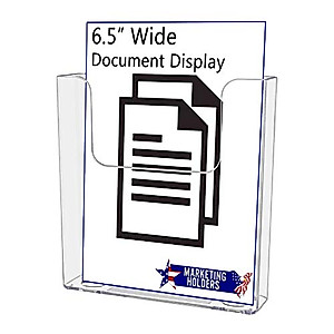 Marketing Holders 6 Pack Pegboard Brochure Holder 6.5" Wide Pamphlet Display Booklet Maps Literature Printed Material Menu Clear Acrylic Literature Organizer