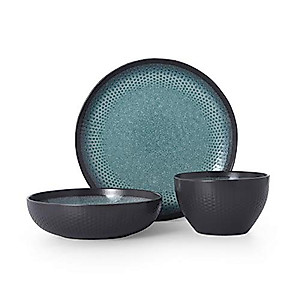 Pfaltzgraff 5267773 Maddox 12-Piece Dinnerware Set, teal