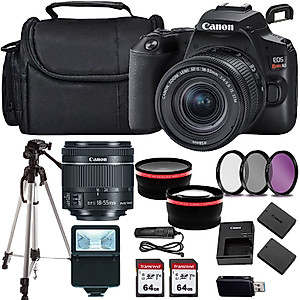 Canon Rebel SL3 / EOS 250D DSLR Camera w/Canon EF-S 18-55mm f/4-5.6 is STM Lens+case+128Memory Cards (24PC)