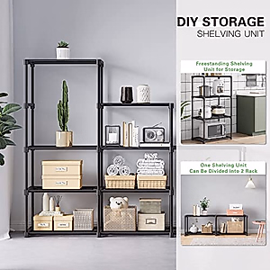 TABIGER 47.3" Storage Shelves Unit, Closet Wire Shelving for Storage with 4 Tier Metal DIY Stackable Shelves, Closet Shelving for Kitchen Bedroom Laundry Room Living Room, 25.6" W x 15.8" D x 47.3" H