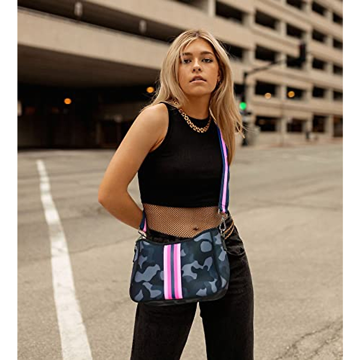 ORAD Small Shoulder Handbag, Neoprene Bag Crossbody Bag for Women Hobo Handbags Womens Crossbody Purse (Blue Camo)