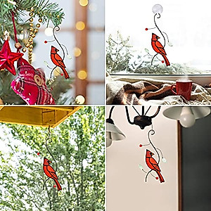 Lolitarcrafts Bigger Cardinal Stained Glass Window Hangings Cute Birds Suncathers for Window Monthers Day Gifts