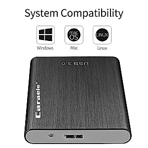 PANGQIE Portable SATA External Hard Drive HDD 2TB 1TB 500GB USB3.0 Ulra-Fast File Transfers (2TB, Black)