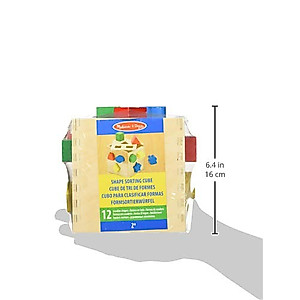 Melissa & Doug Shape Sorting Cube - Classic Wooden Toy With 12 Shapes - Kids Shape Sorter Toys For Toddlers Ages 2+
