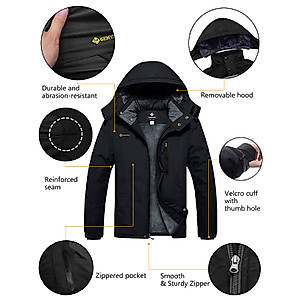 GEMYSE Men's Mountain Waterproof Ski Snow Jacket Winter Windproof Rain Jacket (Black,Medium)
