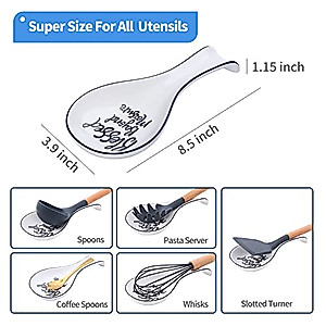 WABHAS Spoon Rest For Stove Top, White Ceramic Spoon Rest for Kitchen Counter, Spoon Holder for Stove Top, Kitchen Decor, Ladle Holder for Countertop