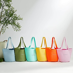 KOKOLU Ultra Lightweight Tote Bag For Women (18.7” x 8.5”) - Flexible Barbie Pink Shopping Tote Bag- Upcycled Sturdy Tote Bag For Women - Dope Dye Beach Tote Bag - Machine Washable Tote Bag For Women