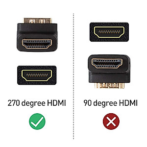 Cable Matters 2-Pack Right Angle HDMI Adapter (270 Degree HDMI Right Angle) with 4K and HDR Support