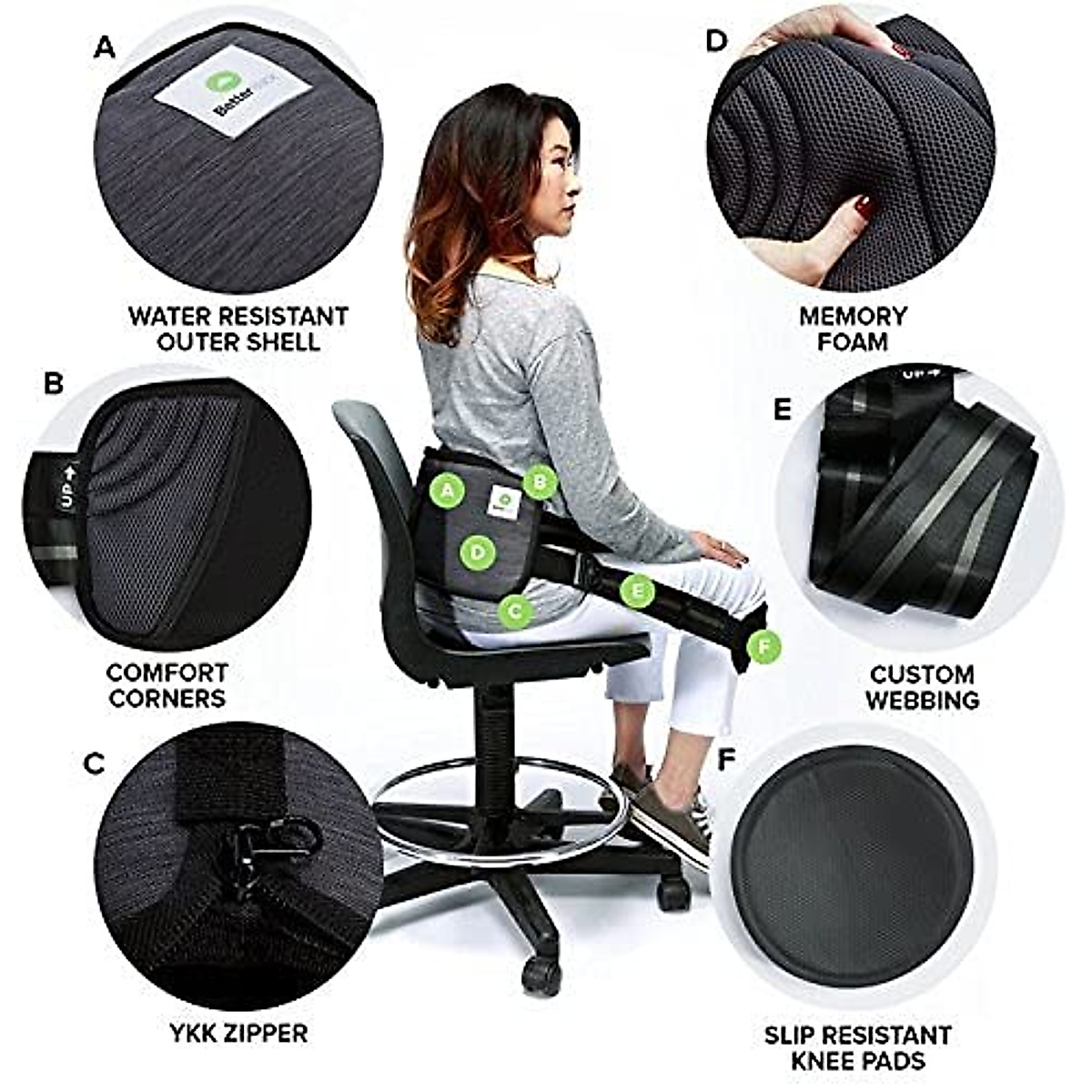 BetterBack Therapy - Sit in Perfect Posture + Lower Back Pain Relief (Heat and Ice Healing) - Portable Ergonomic Office Chair