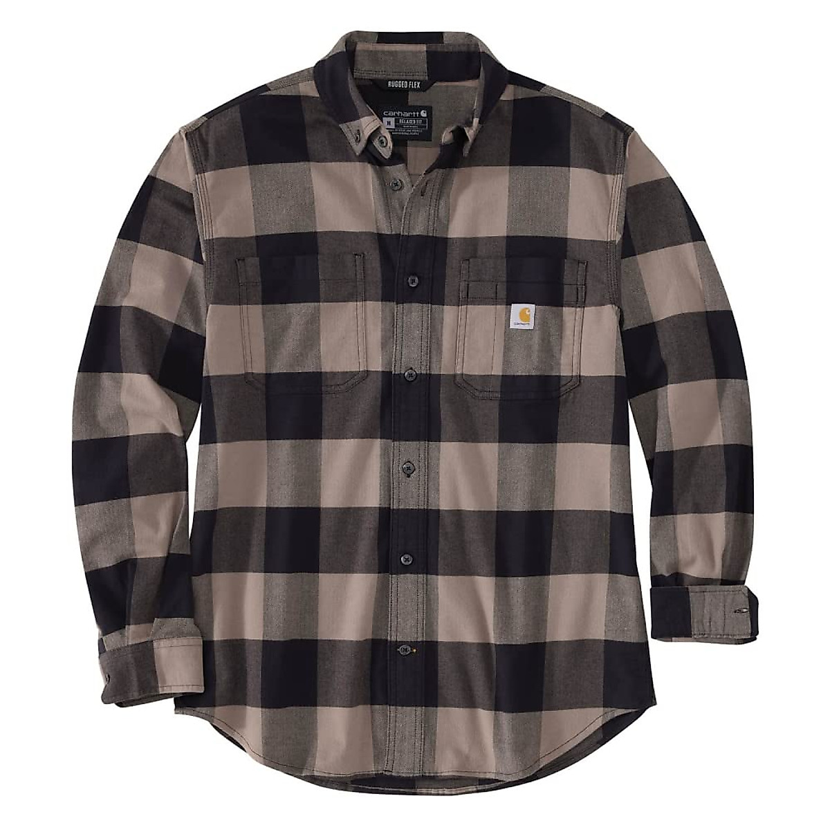 Carhartt Men's 105432 Rugged Flex Relaxed Fit Midweight Flannel Long-S - Large - Driftwood