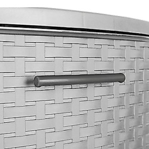 3 Drawer Weave Storage Tower Set of 2, Plastic Decorative Drawers to Organize Clothes in Bedroom with Gray Drawers