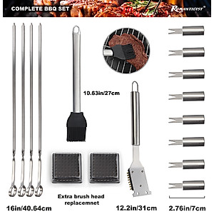 ROMANTICIST Complete Grill Accessories Kit - The Very Best Grill Gift on Birthday Wedding - Professional 21PC BBQ Accessories Set with Case for Outdoor Camping Grilling Smoking