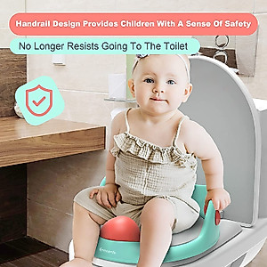 Potty Training Seat for Kids, Enteenly Toddler Toilet Seat for Boys Girls with 3.54in Higher Splash Guard, Sturdy (up to 165lb) Kid Toilet Trainer Ring, Suitable for 1-8 Age Kids, Green-Red