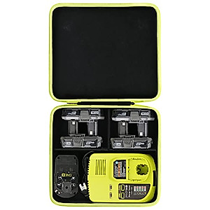 Khanka Hard Battery Storage Box Holder Carrying Case Replacement for Ryobi 12v/18v/40v Li-ion Battery and Charger - Holds 12V 20V 40V 1.5/2.0/2.5/3.0/3.5/4.0/5.0/6.0-Ah Battery, Charger (Case Only)