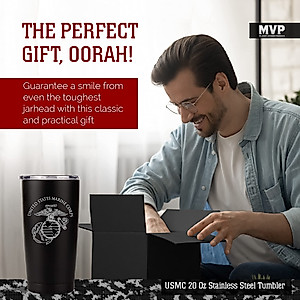 20oz Insulated USMC Tumbler-Double-Walled Stainless Steel Marine Corps travel Cup- Durable & Leakproof - Disabled USMC Veteran Owned SMALL Business