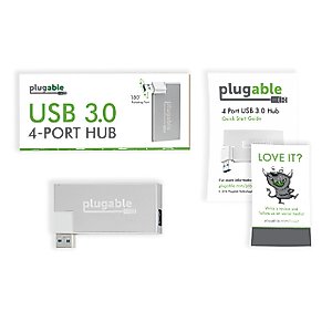 Plugable USB Hub, Rotating 4 Port USB 3.0 Hub, Driverless Powered USB Hub (Compatible with Windows, macOS & Linux, USB 2.0 Backwards Compatible)