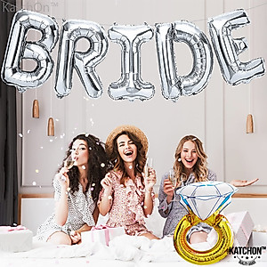 KatchOn, Giant 40 Inch Bride Balloons Silver - Diamond Ring Balloons, 28 Inch | Silver Bride Balloons Bachelorette Party Decorations | Bride Decorations for Wedding Day, Bridal Shower Decorations