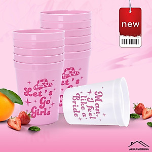 AKIRAMERUNA Bachelorette Party Cups 12 Pack Let's Go Girls Reusable Bachelorette Party Plastic Cups, Bridal Shower Party Supplies Wedding Engagement Party Supplies Favors Decorations 16oz