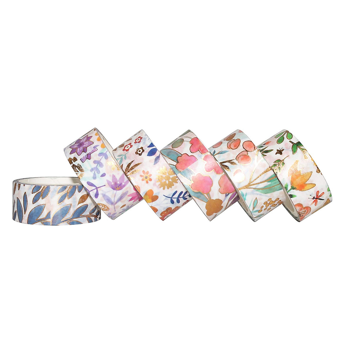 YUBBAEX Floral Gold Washi Tape Set VSCO Foil Masking Tape Decorative for Arts, DIY Crafts, Journal Supplies, Planners, Scrapbook, Card/Gift Wrapping -8/15mm- (Blooming 18 Rolls)