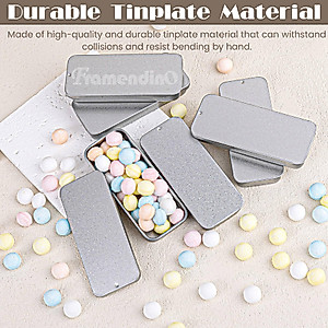Framendino, 40 Pack Small Slide Top Tin Lip Balm Tins with Lids Mini Rectangular Metal Tins Containers for Jewelry Crafts Wedding Jewelry Lip Balm Container Cosmetic Organizer