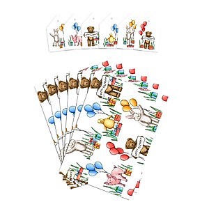 CENTRAL 23 Happy Birthday Wrapping Paper For Boys And Girls - 6 Sheets Gift Wrap - Cute Country Farm Animals - For Boys Girls - Kids Wrapping Paper - Comes With Fun Stickers