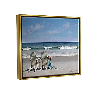 Stupell Industries Two White Adirondack Chairs on the Beach, Design by Zhen-Huan Lu