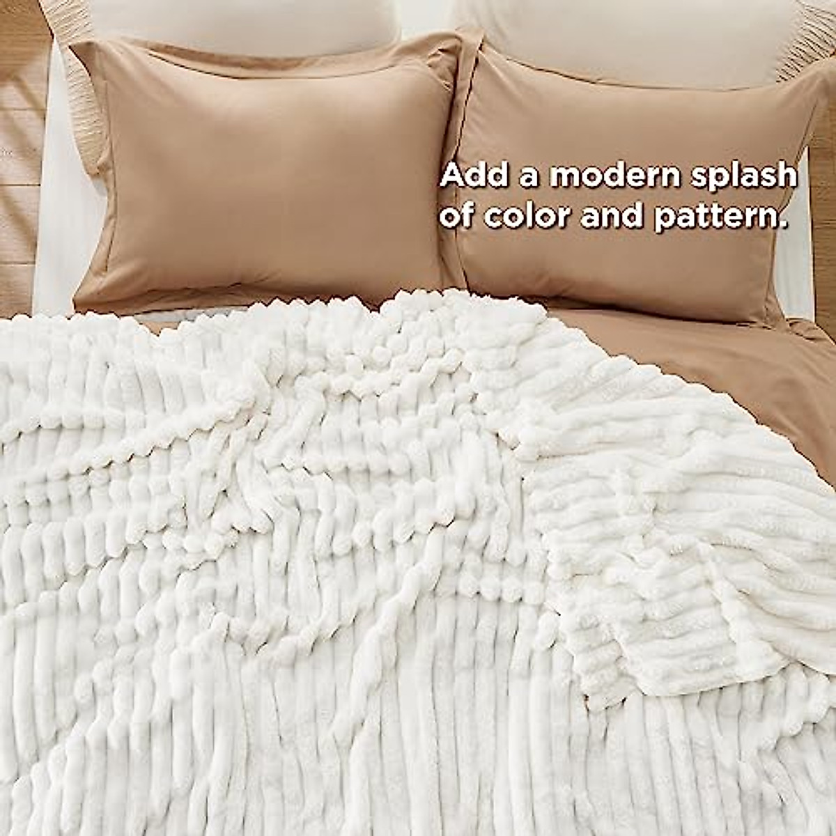 Bedsure White Fleece King Blanket for Couch - Super Soft Cozy Blankets for Women, Cute Small Blanket for Girls, 108x90 Inches