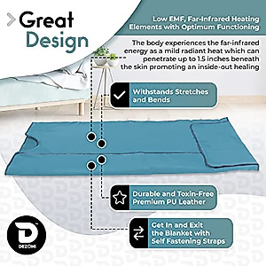 Dezoni Infrared Sauna Blanket | Portable Sauna for Home with Low EMF | Infrared Blanket with Adjustable Temperature | Kit Includes Towels and Headband