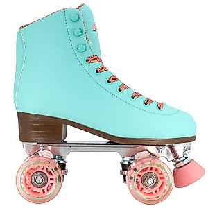 Lenexa Savanna Roller Skates for Ladies - Indoor/Outdoor Quad Skates for Women and Girls (Teal, Ladies 9)