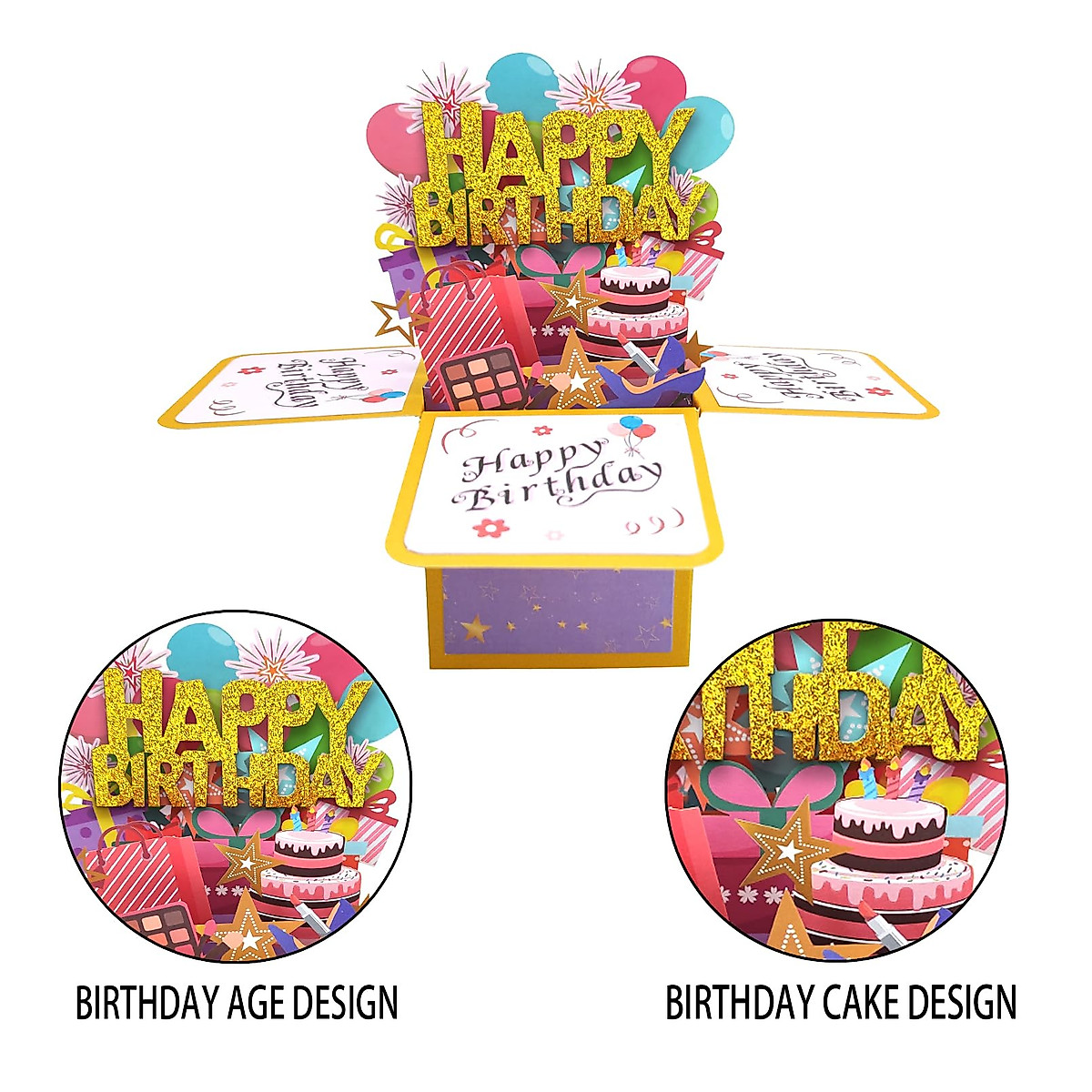 Asmallgf Happy Birthday Pop Up Card for Women Men, Funny Bday Gift for Girls Boys, Sweet Birthday 3D Greeting Card for Him Her, Unique Birthday Gift Idea for Daughter Niece