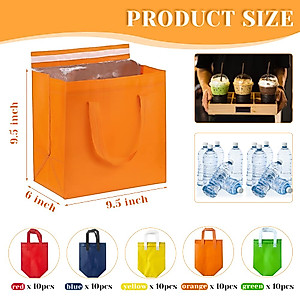 FUYCIEUM 50 Pcs Insulated Take Away Bags, 9.5 x 9.5 x 6 Inch Thermal Insulation Food Bag, Delivery Cooler Bag for Pizza Coffee Milk Hot Cold Food Catering Restaurant Picnic, Multicolor
