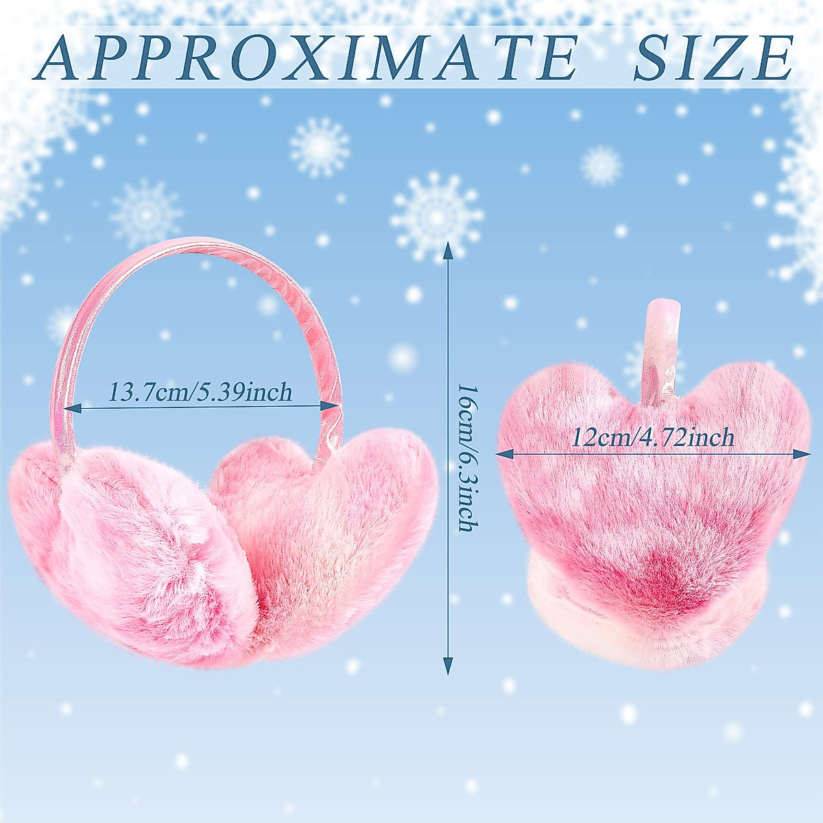 2 Pairs Valentines Day Heart Earmuffs for Girls Women Heart Ear Muffs Plush Fluffy Girl Warm Ear Muffs Toddler Kids Cute Ear Muffs for Winter Valentines Gift Holiday Birthday Gift Outdoor