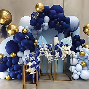 PartyWoo Pearl Navy Blue Balloons, 152 pcs Navy Balloons Different Sizes Pack of 18 Inch 12 Inch 10 Inch 5 Inch for Balloon Garland Arch as Birthday Decorations, Party Decorations, Wedding Decorations