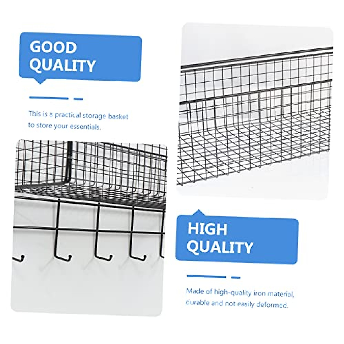 Cabilock 1 Set Bathroom Storage Rack Wire Shelves Wall Mounted Wire Storage Rack Hanging Storage Shelves Flowerpot Shelf Grid Storage Baskets Food Display Rack Hole-Free Storage Rack Black