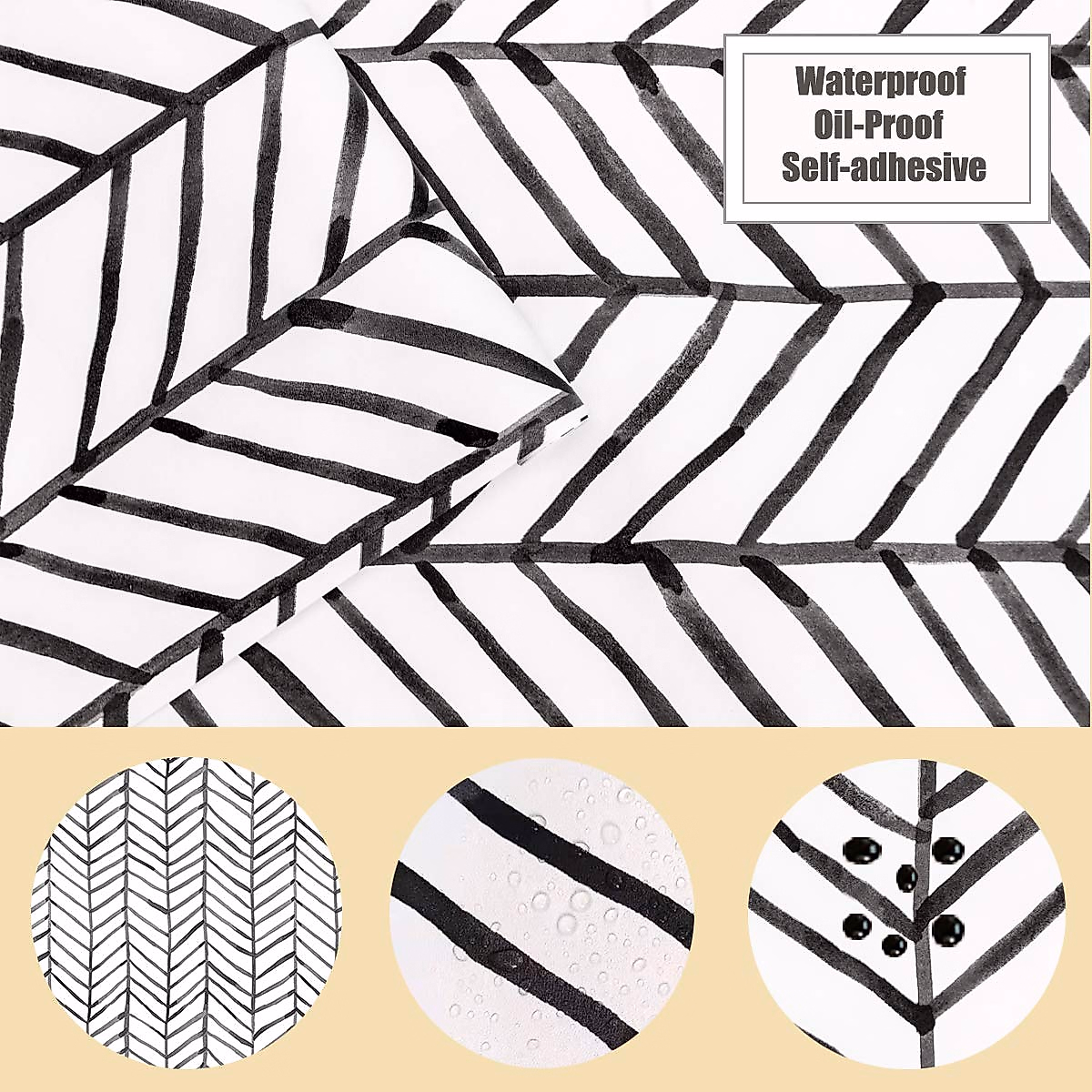 Hopeak Geometric Pattern Wallpaper Black and White Striped Design Peel and Stick Removable Decorative Wallpaper 17.7 x 118 Inches